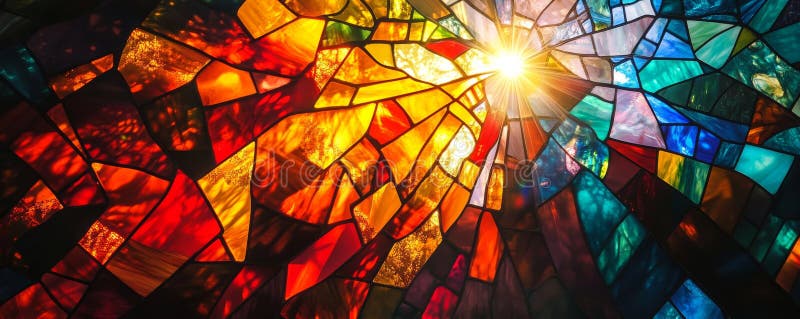 Colorful Stained Glass Window with Sunlight, Artistic Expression and ...