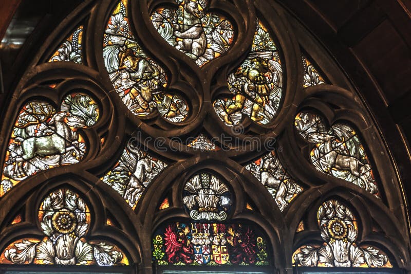 Colorful Stained Glass in the Windows of the Castle in the Mosznej ...
