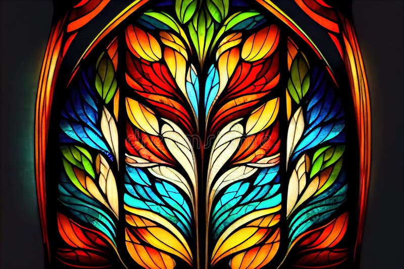 Colorful Stained Glass Windows 3d Illustration Stock Illustration