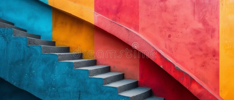 Colorful Stairs in a Building Stock Illustration - Illustration of ...