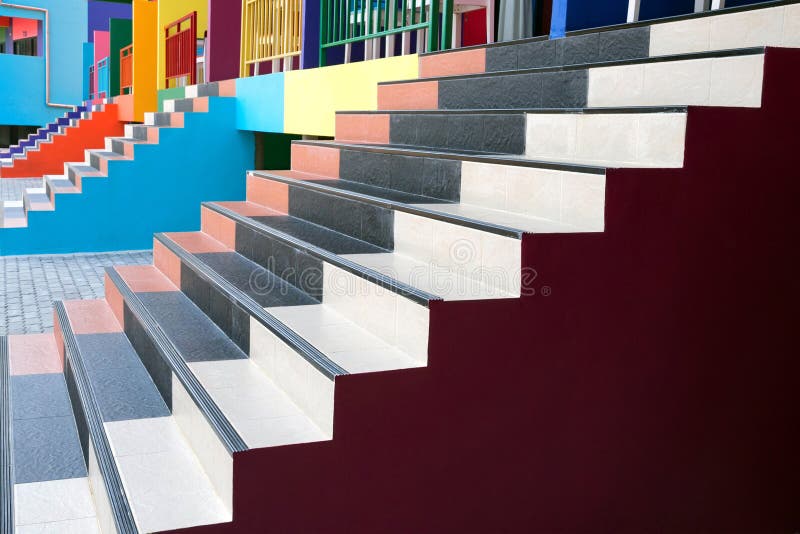 Colorful Stairs of the Building Homes. Stock Photo - Image of homes ...