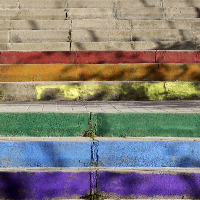 Colorful Stairs Like the Rainbow in Madrid with Shadows Stock Image ...