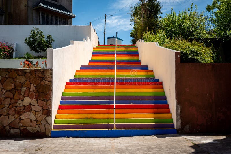 Colorful Stairs Painted with the Colors of the Rainbow Stock Photo ...
