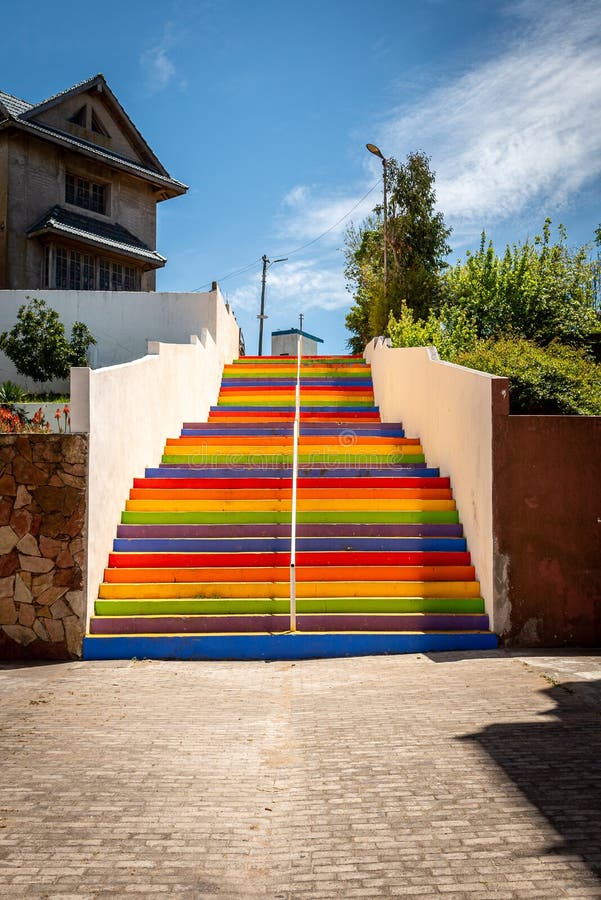 Colorful Stairs Painted with the Colors of the Rainbow Stock Image ...