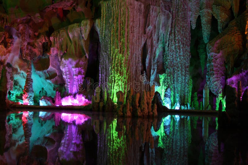 Colorful Stalactites Reflection Stock Photo - Image of water, colorful ...