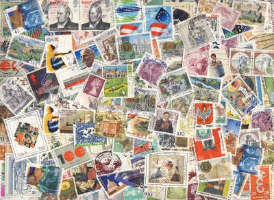 Colorful stamps background editorial stock photo. Image of antique ...