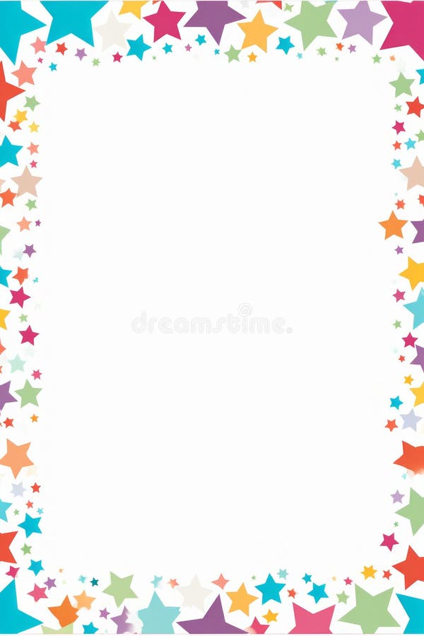 A Colorful Star Border Frame on a White Background Stock Illustration ...