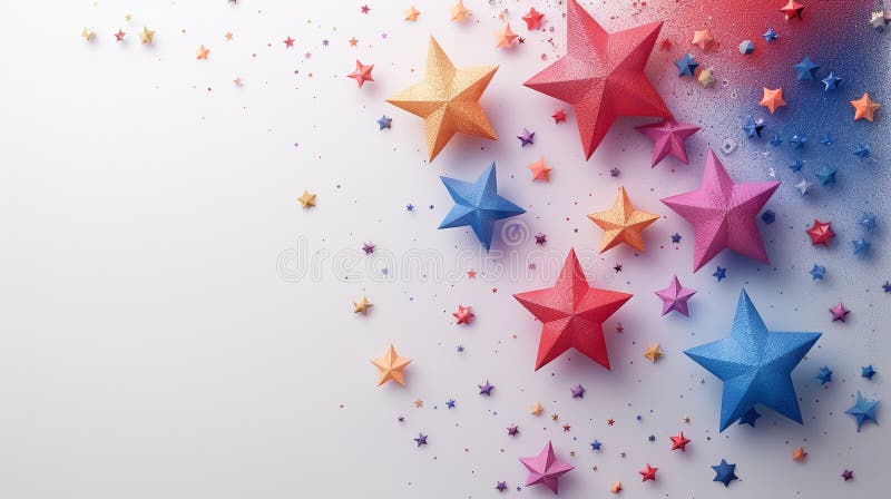 Colorful Star Confetti on White Background with Gradient Spray Paint ...