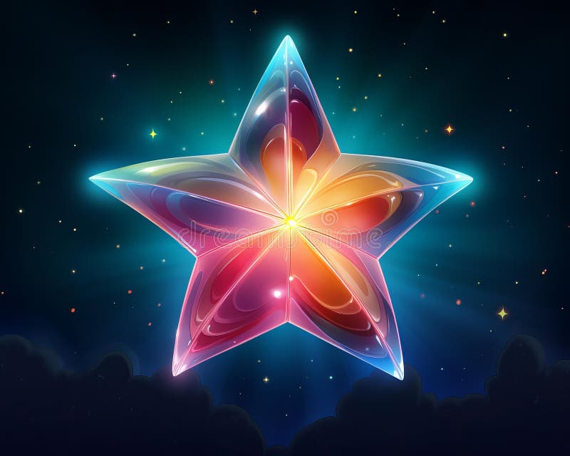 A Colorful Star on a Dark Background Stock Illustration - Illustration ...