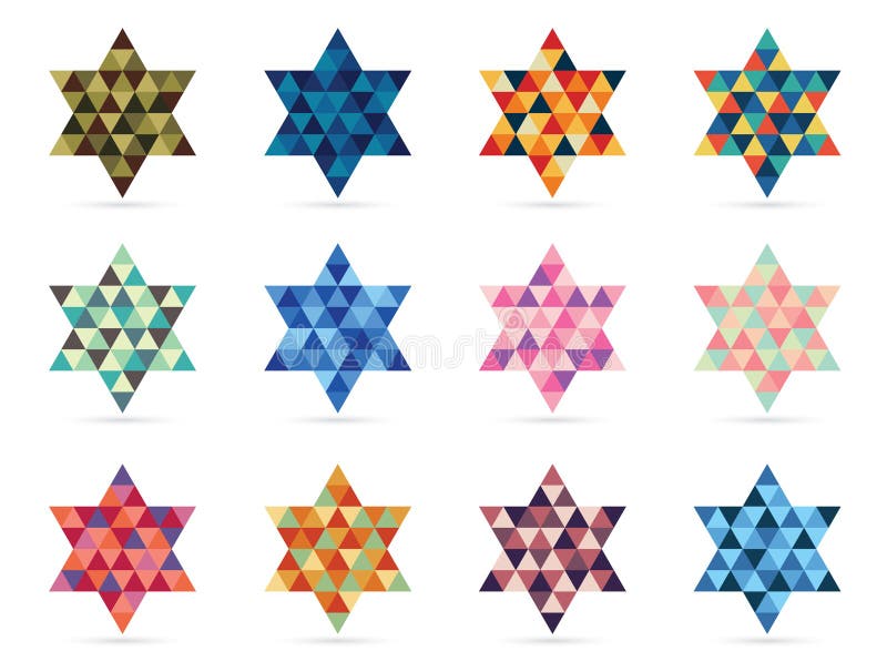 Colorful Star of David with a Triangle Mosaic Pattern on White ...