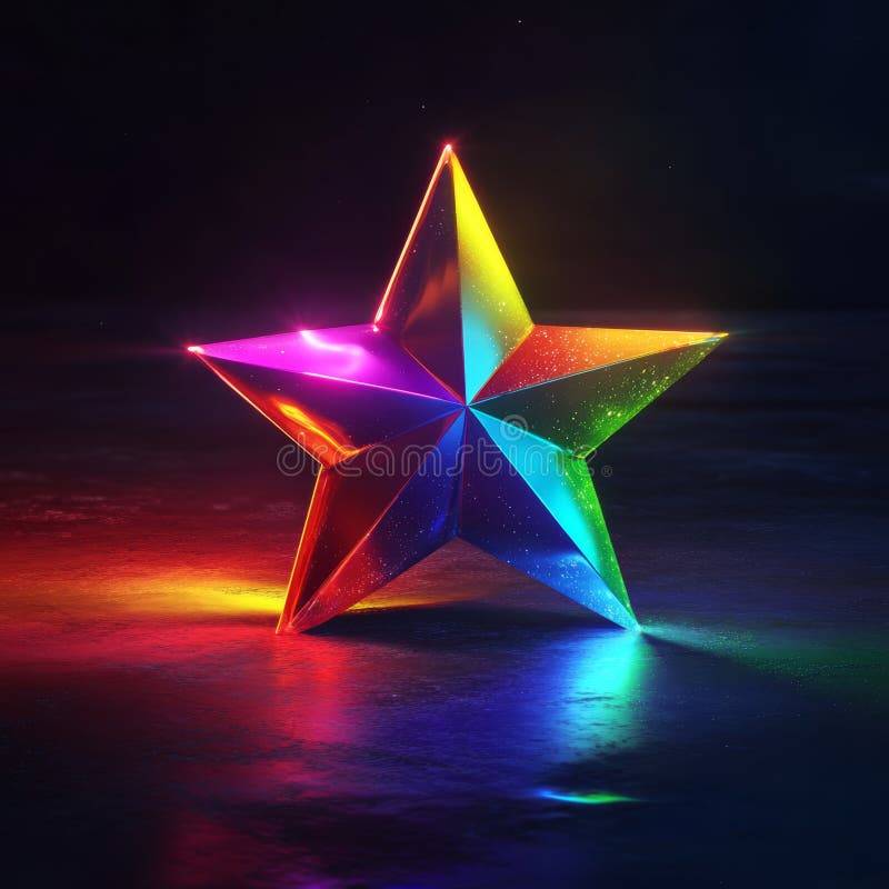 A Colorful Star is Lit Up and Placed on a Dark Surface Stock ...
