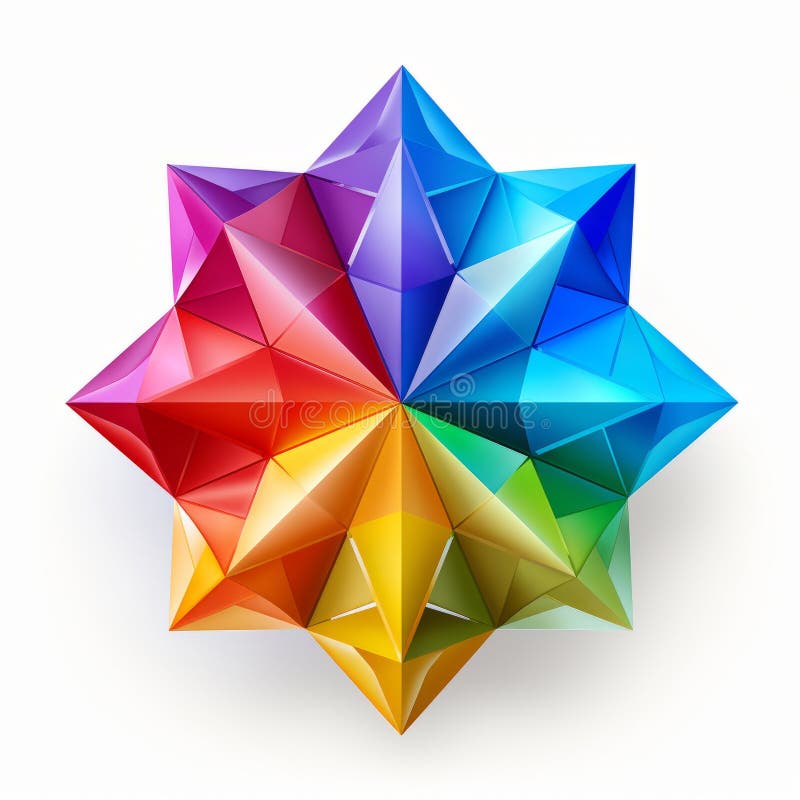 A Colorful Star Made of Triangles on a White Background Stock ...