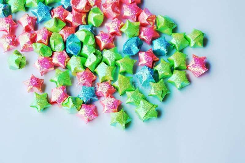 Colorful Star Paper on White Background Stock Image - Image of color ...