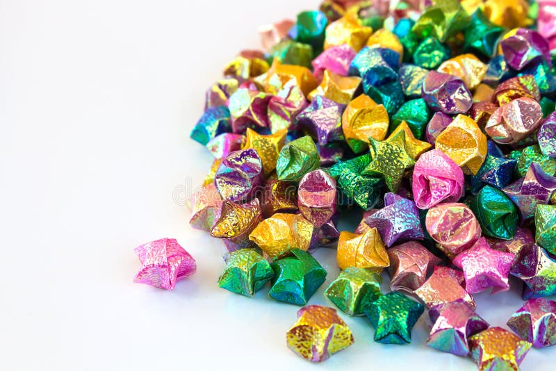 Colorful Star Paper on White Background Stock Image - Image of luck ...