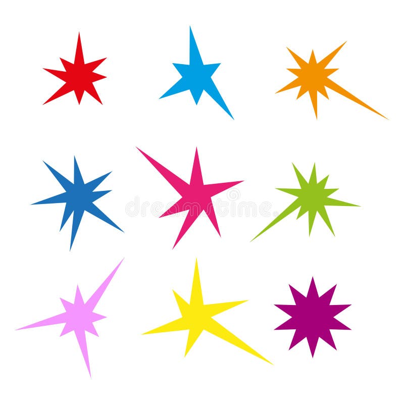 Colorful Star Shapes. Various Bright Colors. Geometric Vector Design ...
