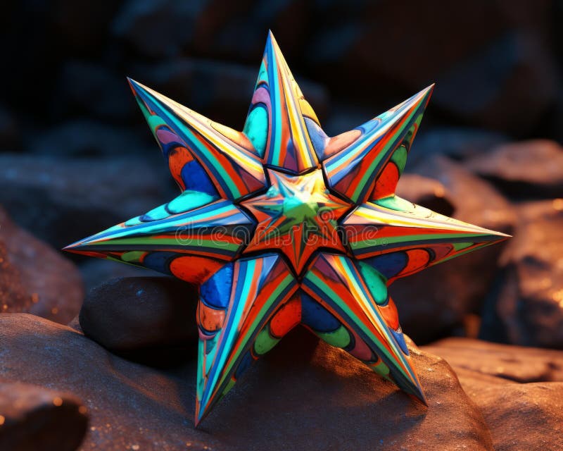 A Colorful Star is Sitting on Top of Some Rocks Stock Illustration ...