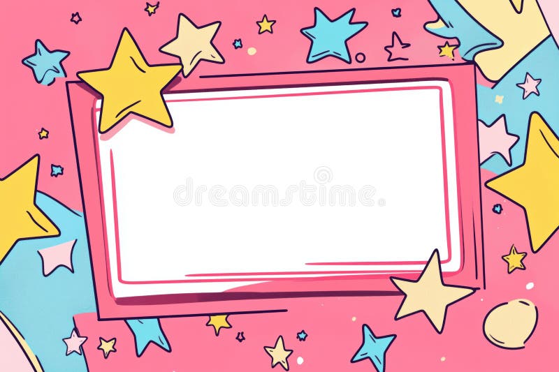 Colorful Star-themed Background with Empty Frame Stock Photo - Image of ...