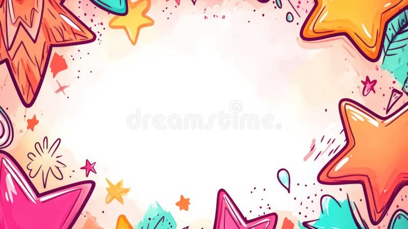 A Colorful, Star-themed Border Design with a Blank Center for ...