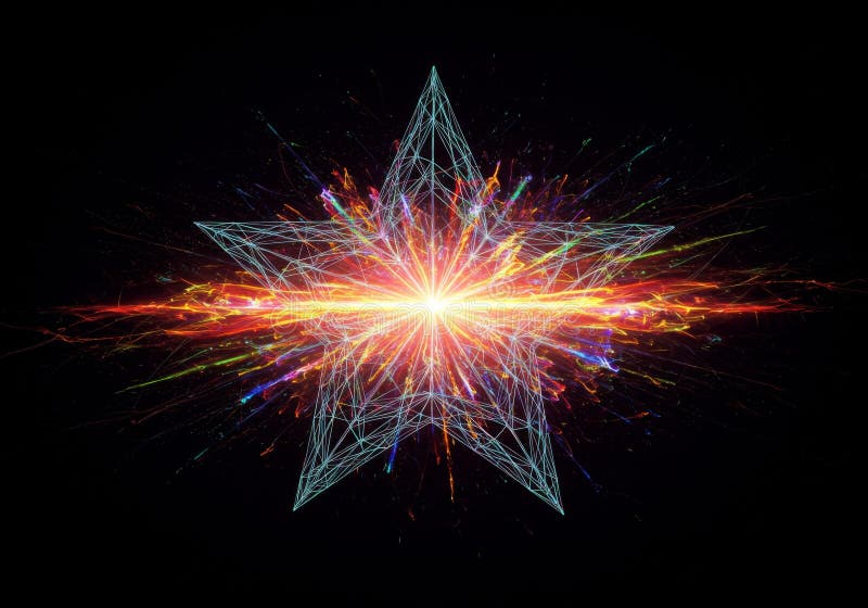 Colorful Starburst Explosion Against Dark Background Stock Illustration ...