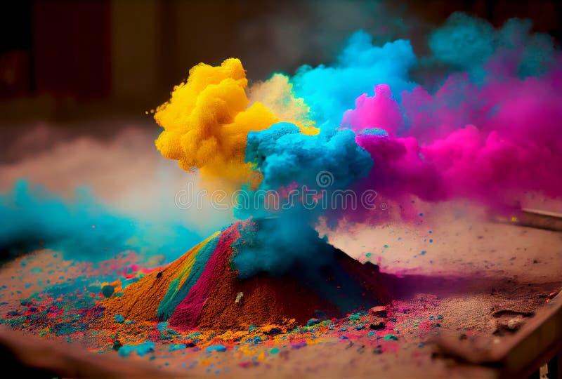 Colorful Starch and Dye Powder Dust Exploding in Holi Day Generative AI ...