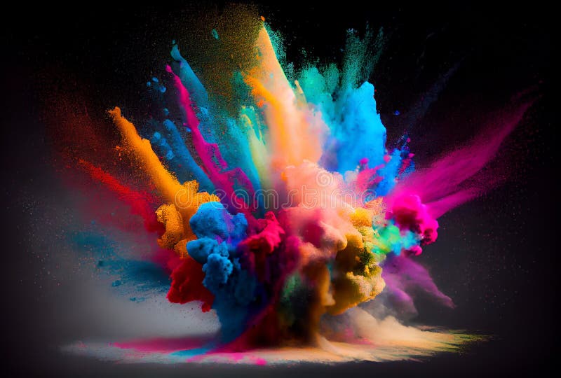 Colorful Starch and Dye Powder Dust Exploding in Holi Day Generative AI ...