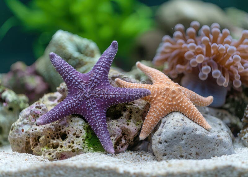 Colorful Starfish on Coral Reef Stock Illustration - Illustration of ...