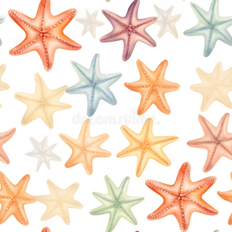 Colorful Starfish Seamless Pattern Stock Vector - Illustration of ...