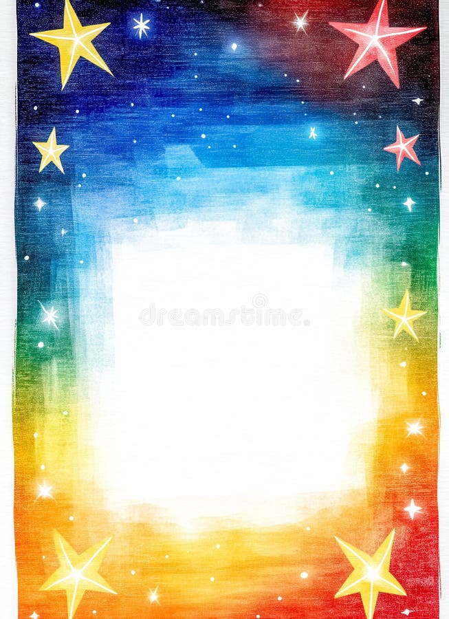 Colorful Starry Border Framing White Copyspace on Canvas Texture Stock ...