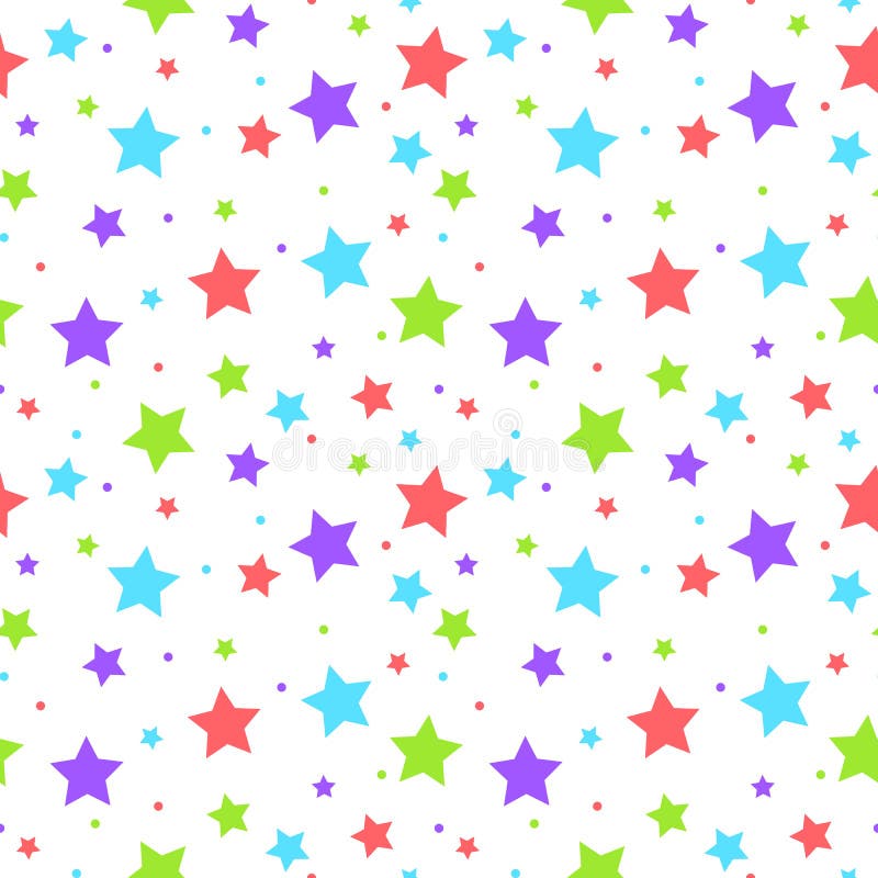 Colorful Stars and Dots Seamless Pattern Stock Vector - Illustration of ...