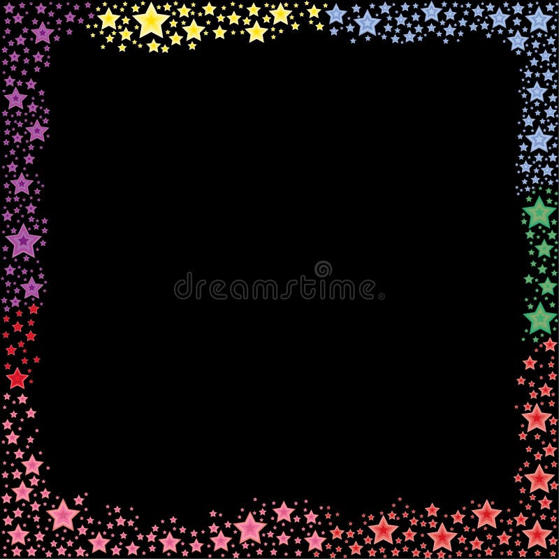 Colorful of Stars Frame Vector on Black Background Stock Vector ...