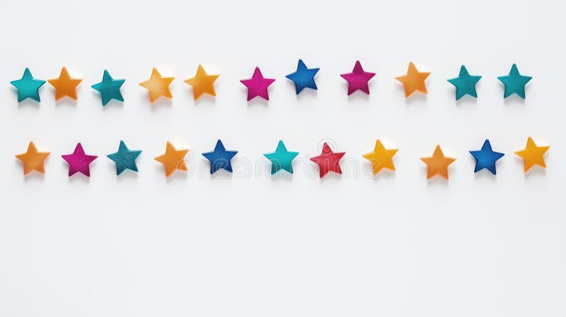 Colorful Stars Glitter in a Row on White Background Stock Illustration ...