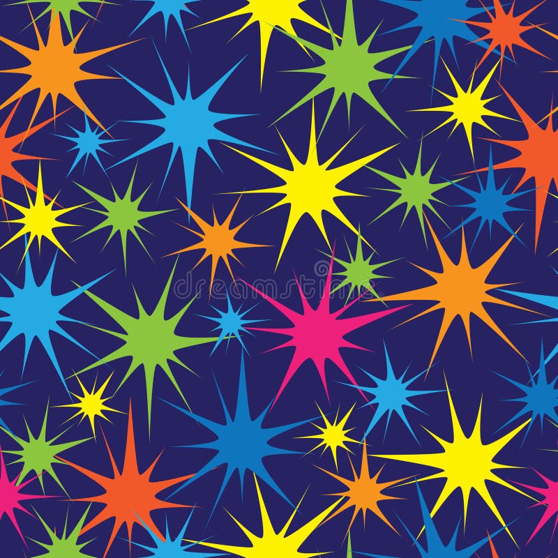 Colorful Stars of Pattern Seamless Stock Vector - Illustration of blue ...