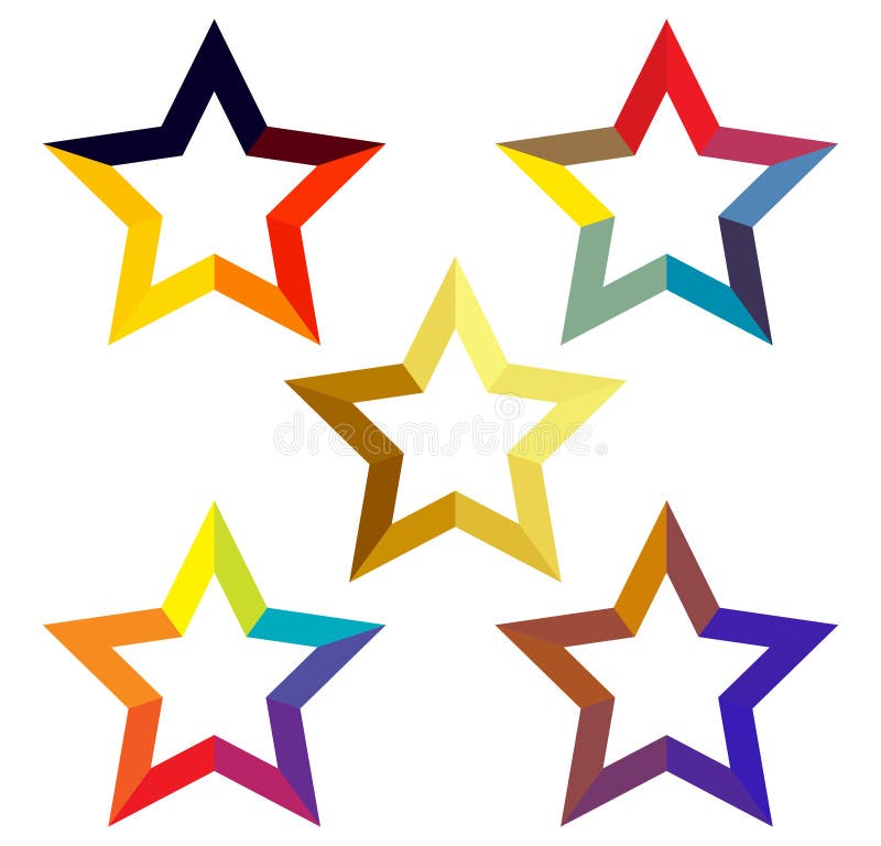 Colorful Stars Set of Five stock vector. Illustration of celebration ...