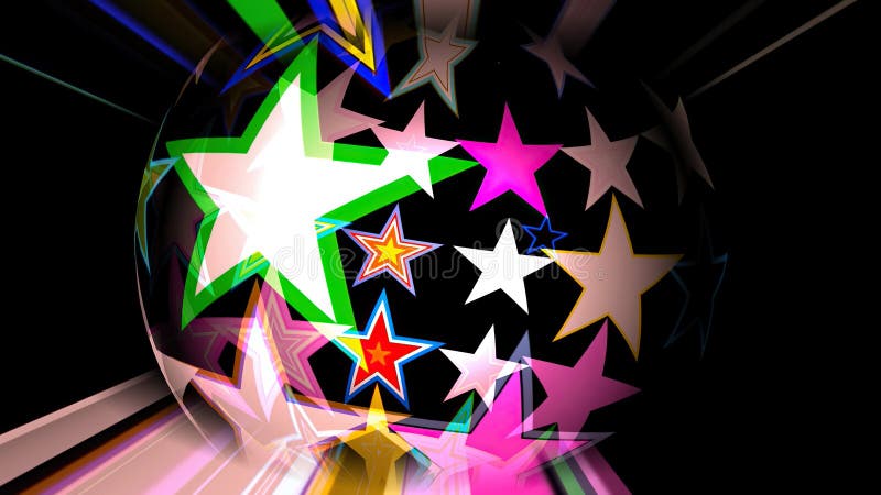 Colorful Stars on Spinning Sphere Stock Illustration - Illustration of ...