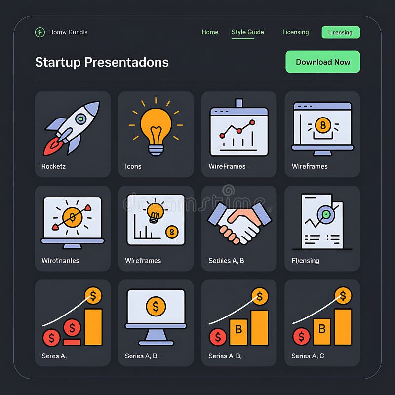 Colorful Startup Presentation Icons for Business Growth Stock ...