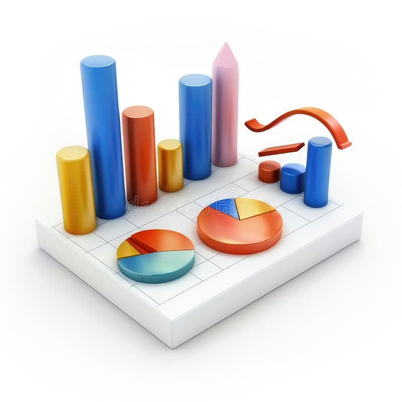 Colorful 3D Bar and Pie Charts Illustrating Business Growth and ...