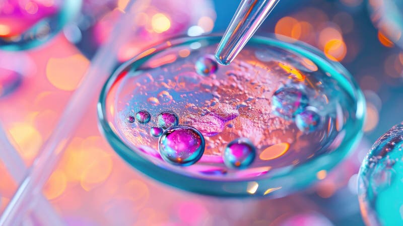 Colorful Stem Cell Viewed Under a Microscope in a Laboratory Setting ...