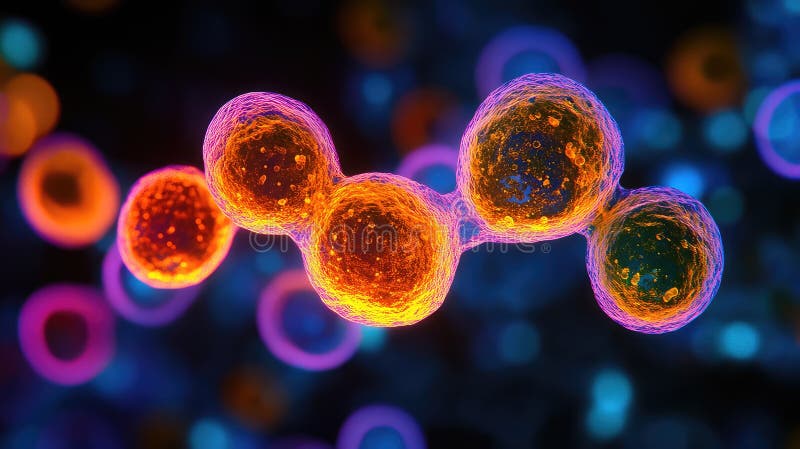 Colorful Stem Cells Under Microscope: Detailed and Vibrant Microscopic ...