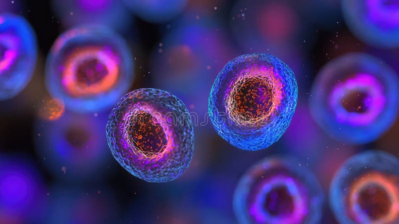 Colorful Stem Cells Under Microscope: Detailed and Vibrant Microscopic ...