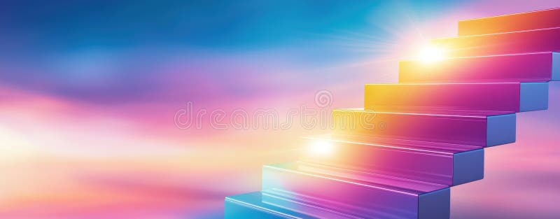 Colorful Steps Leading To Bright Horizon Evoke Sense of Hope Stock ...