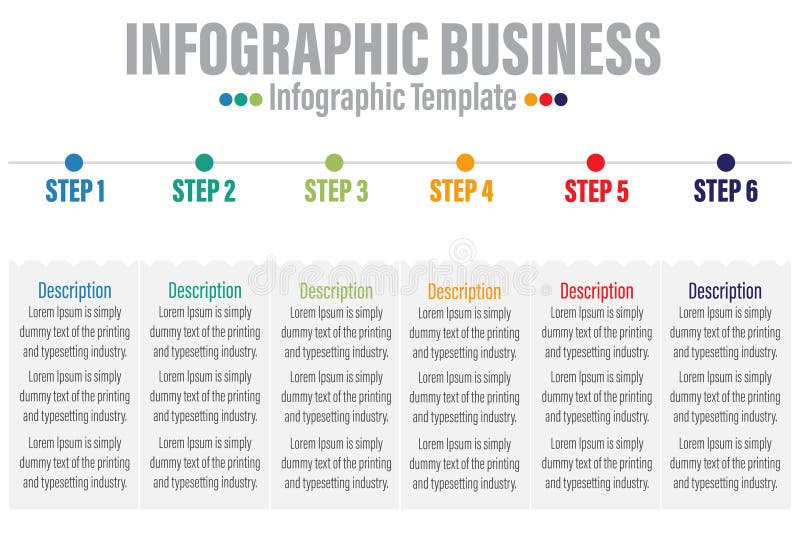 Colorful 6 Steps and Six 6 Option Business Data Process Chart. Diagram ...