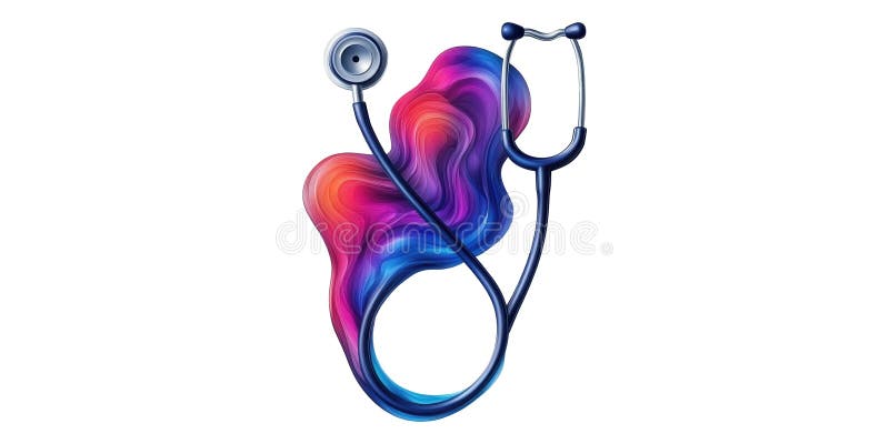 Colorful Stethoscope with Abstract Design Isolated on Transparent ...
