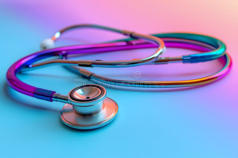 Colorful Stethoscope on Blue Surface. Generative AI Stock Illustration ...