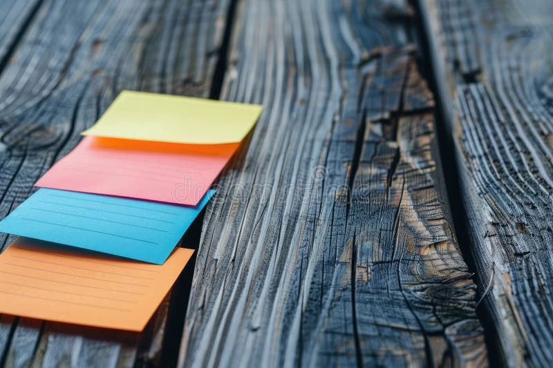 Colorful Stick Notes on Wooden Table Stock Photo - Image of stick, wood ...