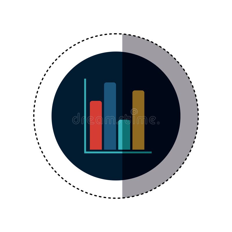 Colorful Sticker Circular Border with Column Chart Icon Flat Stock ...