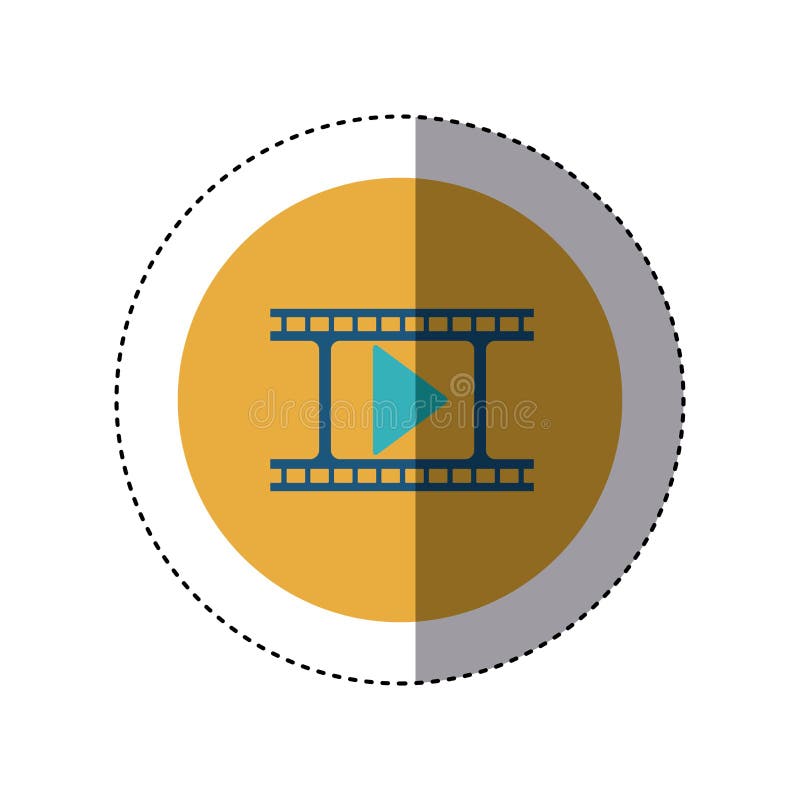 Colorful Sticker Circular Border with Filmstrip with Play Button Stock ...