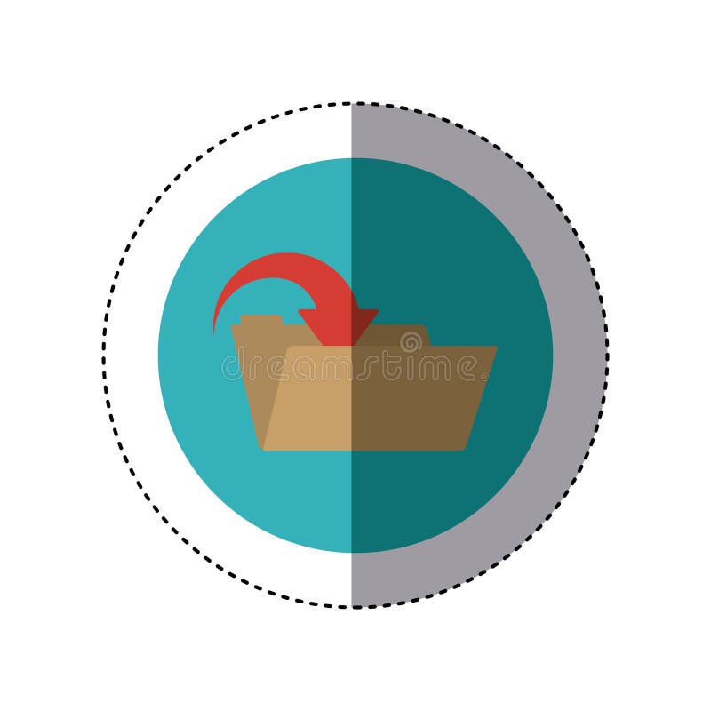 Colorful Sticker Circular Border with Folder with Arrow Inside Stock ...