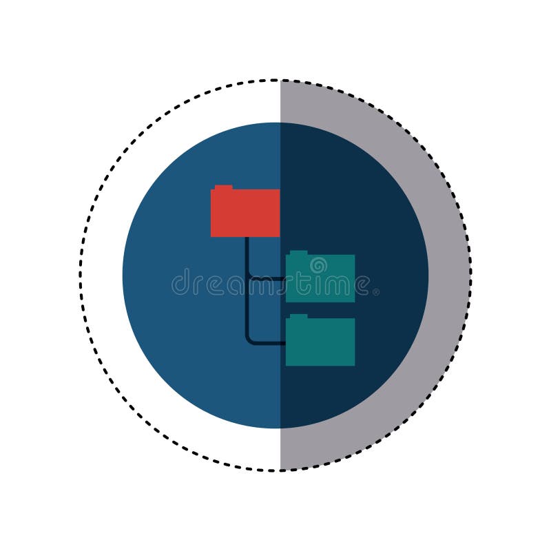 Colorful Sticker Circular Border with Folders Organized in Line Stock ...