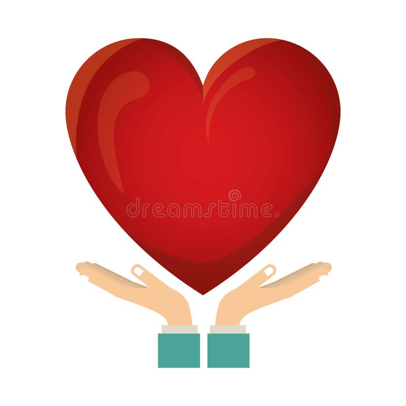 Colorful Sticker of Hands Holding a Heart Stock Vector - Illustration ...