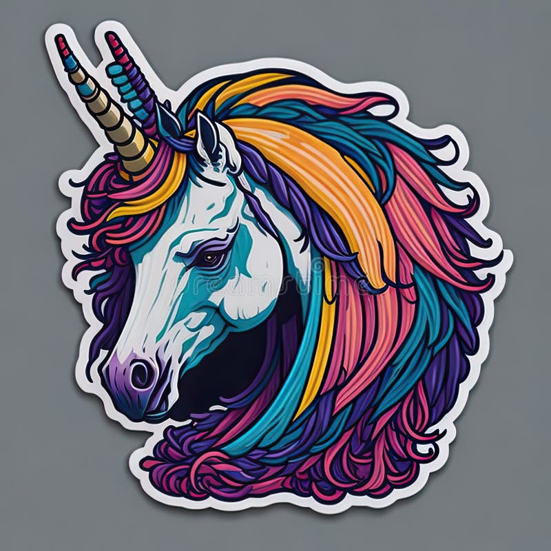 Colorful Sticker Unicorn Design AI GENERATED Stock Illustration ...